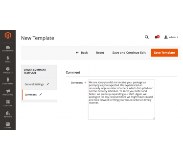 Magento 2 Orders Comments Templates - Templates for Comments