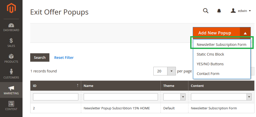 Quick Start - Magento 2 Exit Intent Popup Pro User Guide